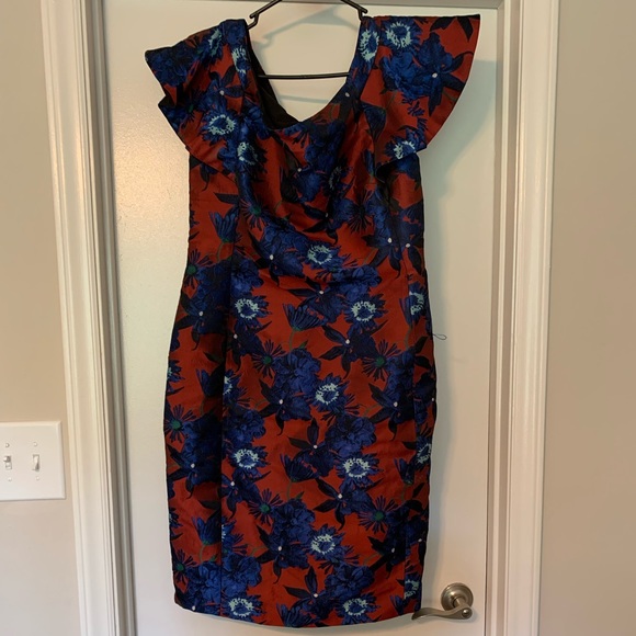 Dresses | Burnt Orange And Navy Cocktail Dress | Poshmark